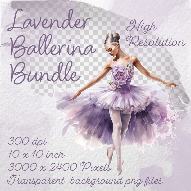 Lavender Watercolor Ballerina Clipart Pastels Ballet Digital Graphics ...