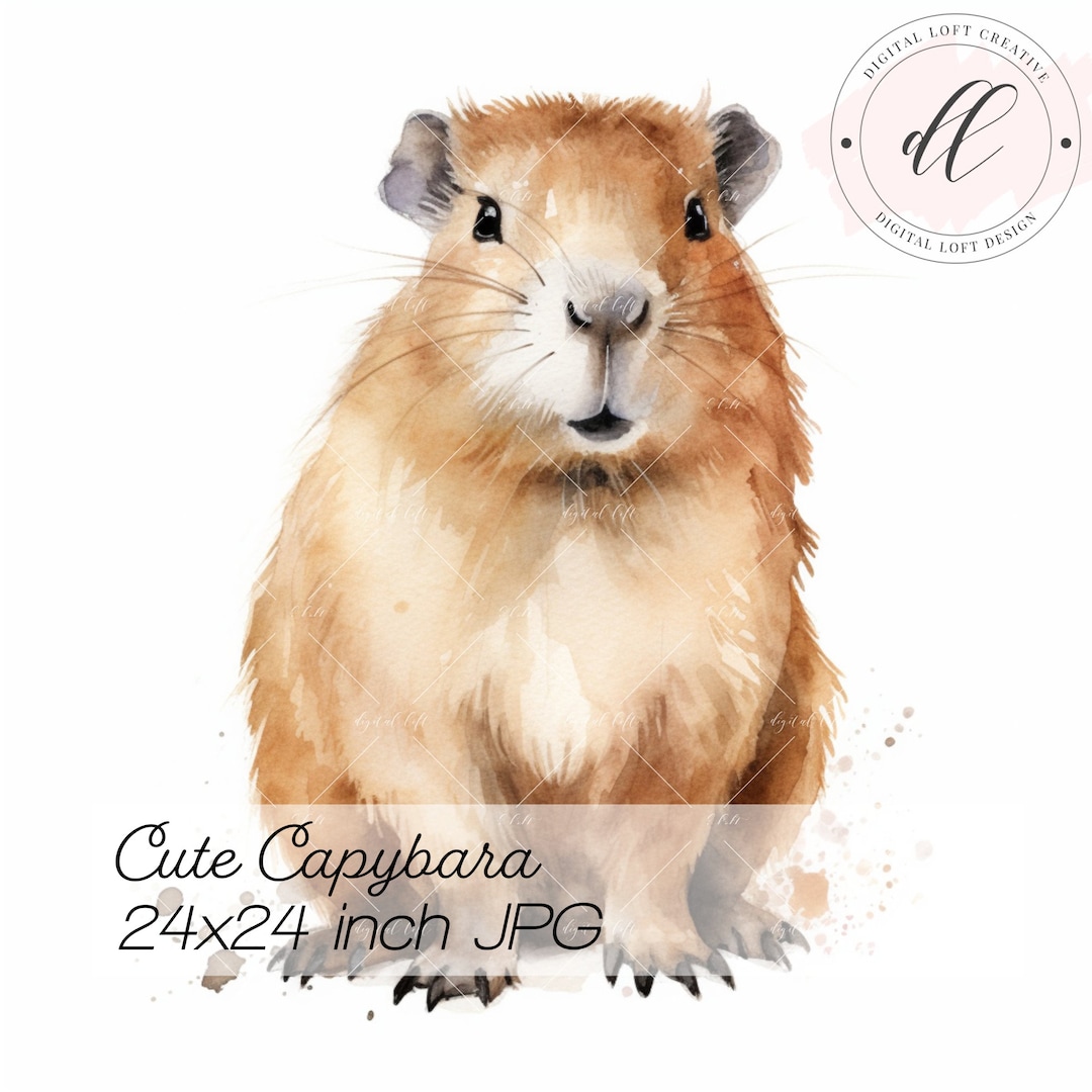 Cute Capybara Watercolor Printable Artwork, Cute Creature Illustration ...