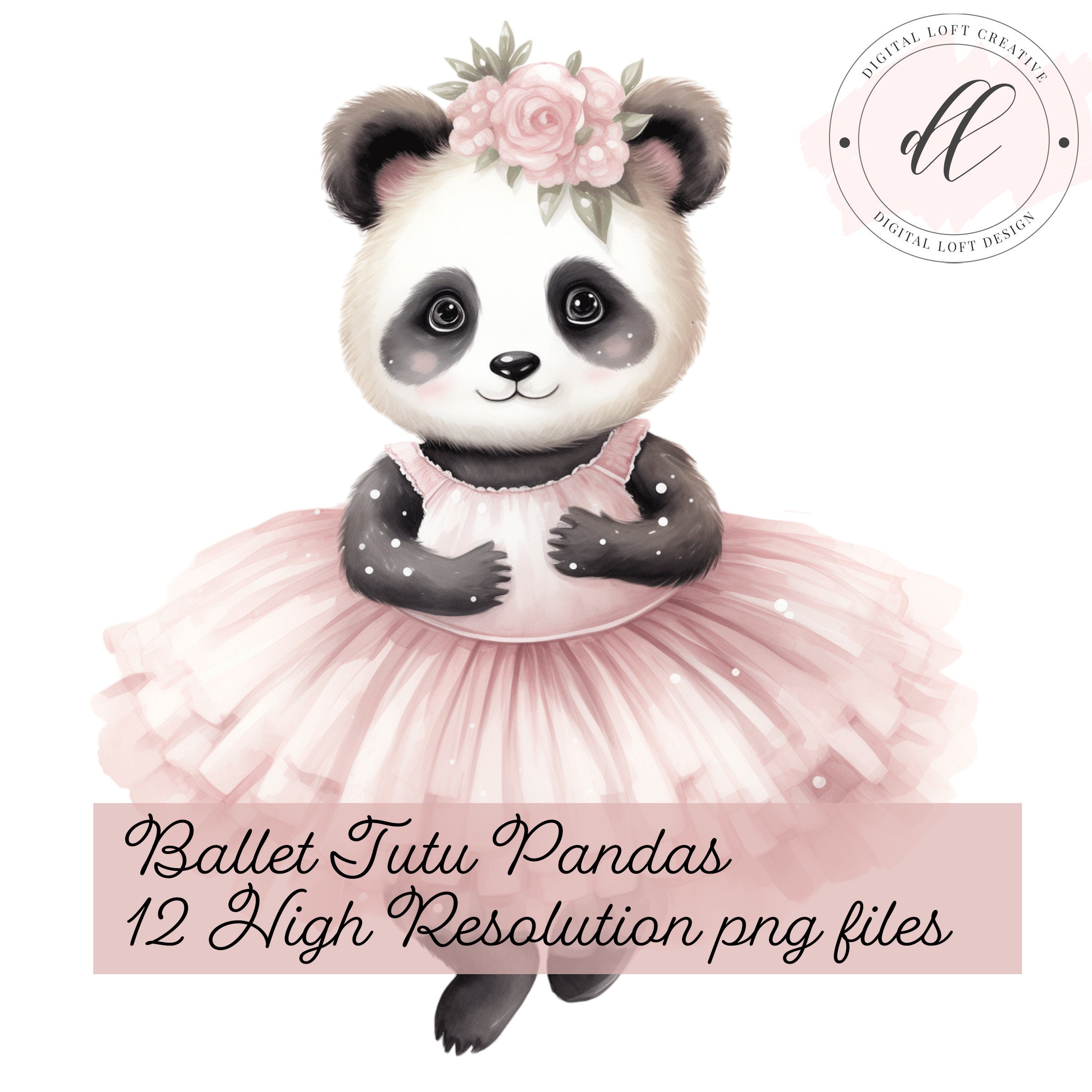 Watercolor Ballet Panda Nursery Clipart Dance Images for Scrapbooking ...