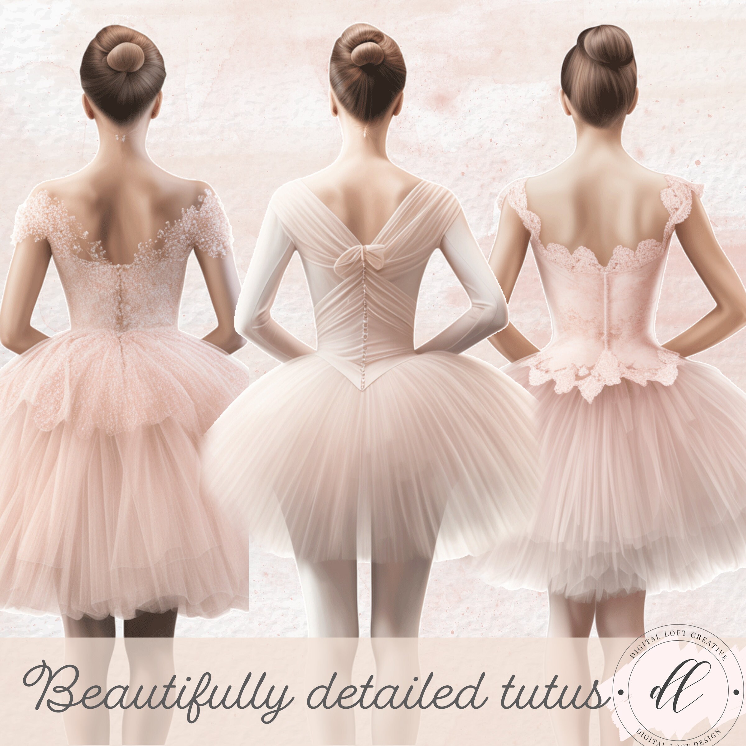 Watercolor Ballerina Tutu Trio Clipart Pastels Ballet Digital Graphic ...
