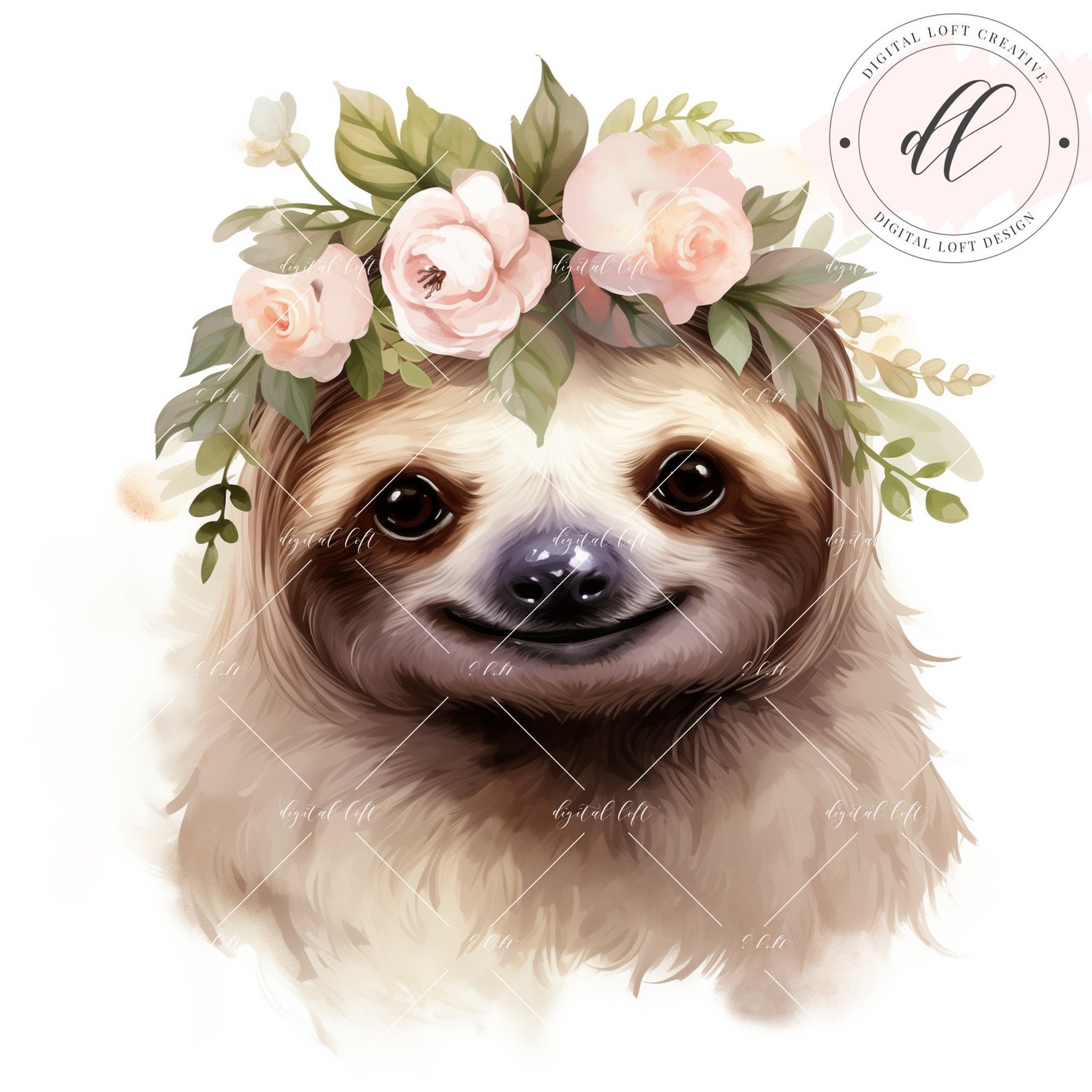 10 Sloths and Flowers Clipart, Transparent PNG, Sweet Nursery Images ...