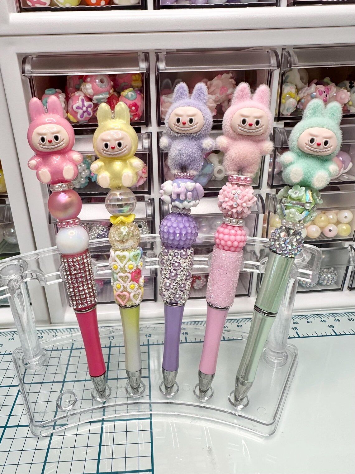 Labubu Beaded Character Pen, Fancy, Cute Handmade Pens - Etsy