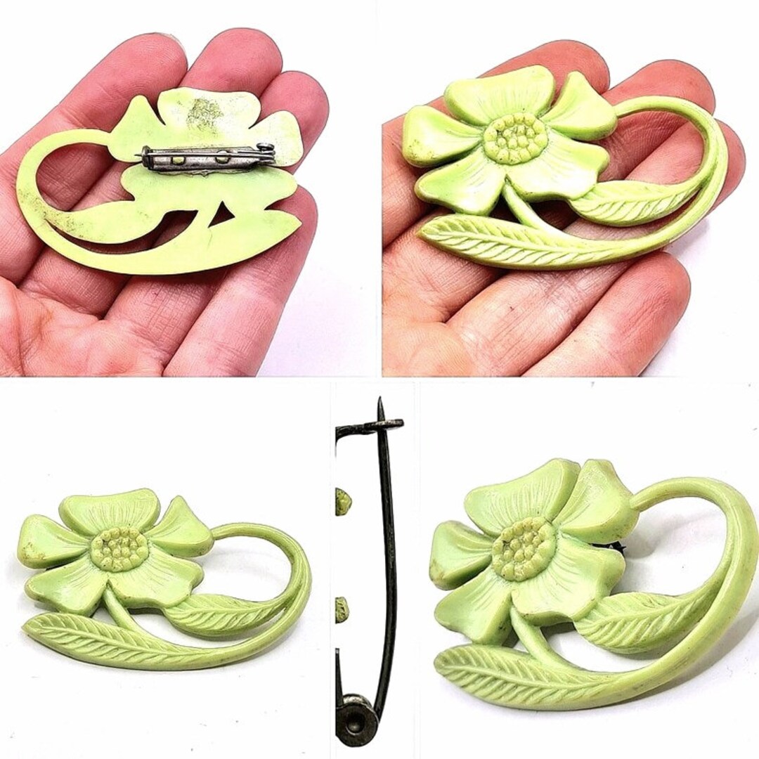 Original 1930s Art Deco Early Plastic Carved/moulded Celluloid Floral ...