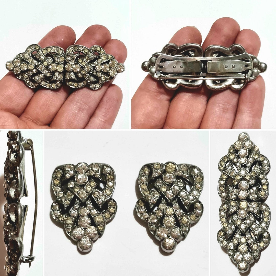 Original 1920s/30s Art Deco Marcasite Diamanté Duo Brooch and Dress ...