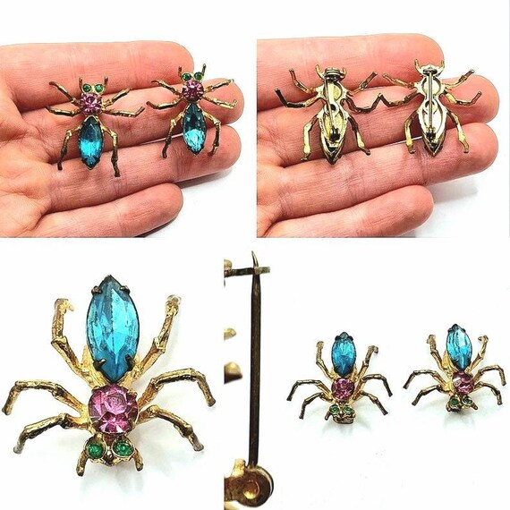 Original 1930s Art Deco Gold Tone Spider Twin Brooche… - Gem