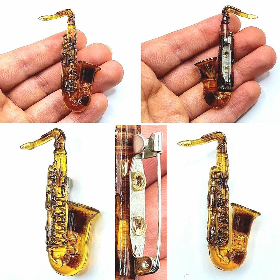Original 1930s/40s Early Plastic Carved Celluloid Saxophone Brooch - Etsy