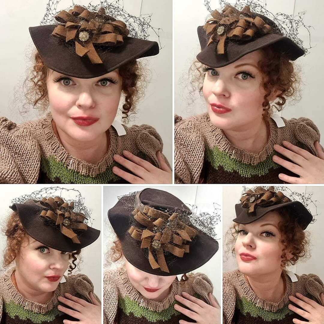 Original Late 1930s Chocolate Brown Tilt Hat With Caramel Felt Ribbon ...