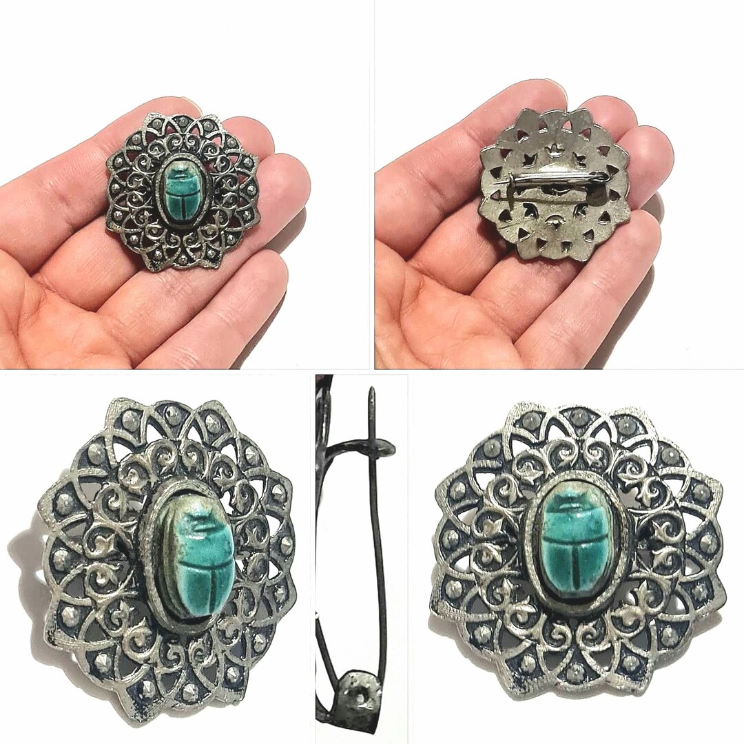 Original 1920s/30s Art Deco Egyptian Faillence Scarab Beetle Brooch - Etsy