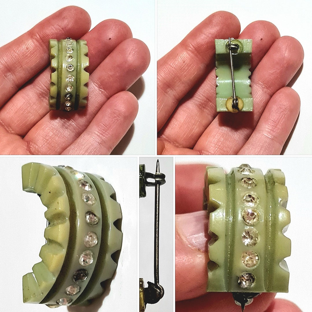 Original 1920s/30s Early Plastic Celluloid and Diamanté Art Deco Brooch ...