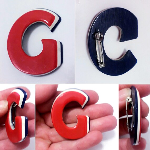 Original 1940s Deadstock Red, White and Blue Initial … - Gem