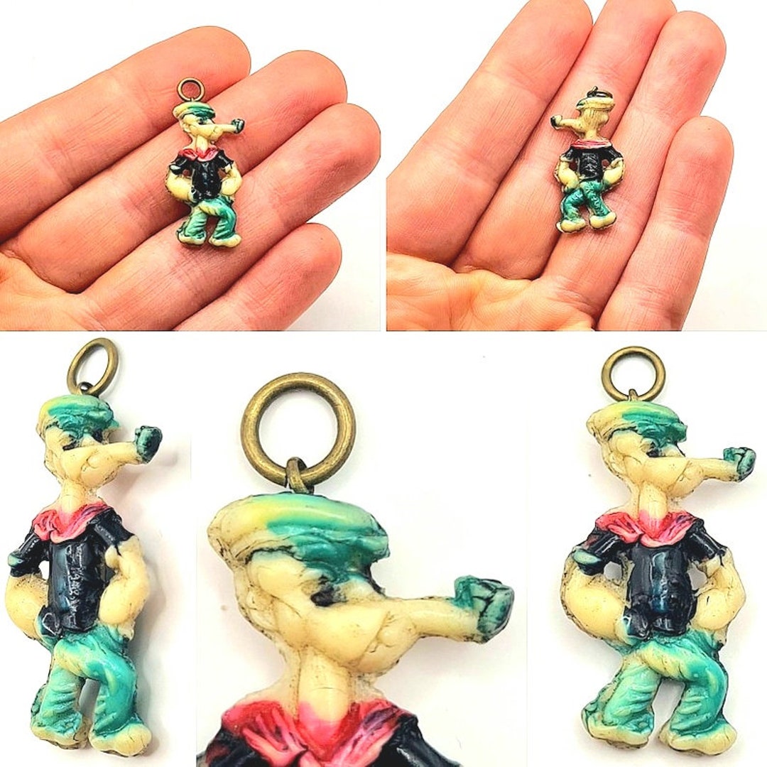 Original 1930s/40s Early Plastic Popeye Cartoon Necklace Pendant Charm ...