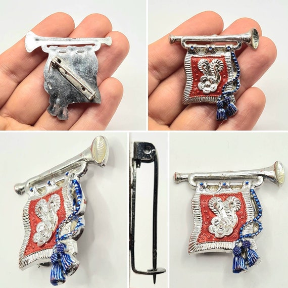 Original 1950s Celluloid Bugle and Flag Queen Elizabe… - Gem