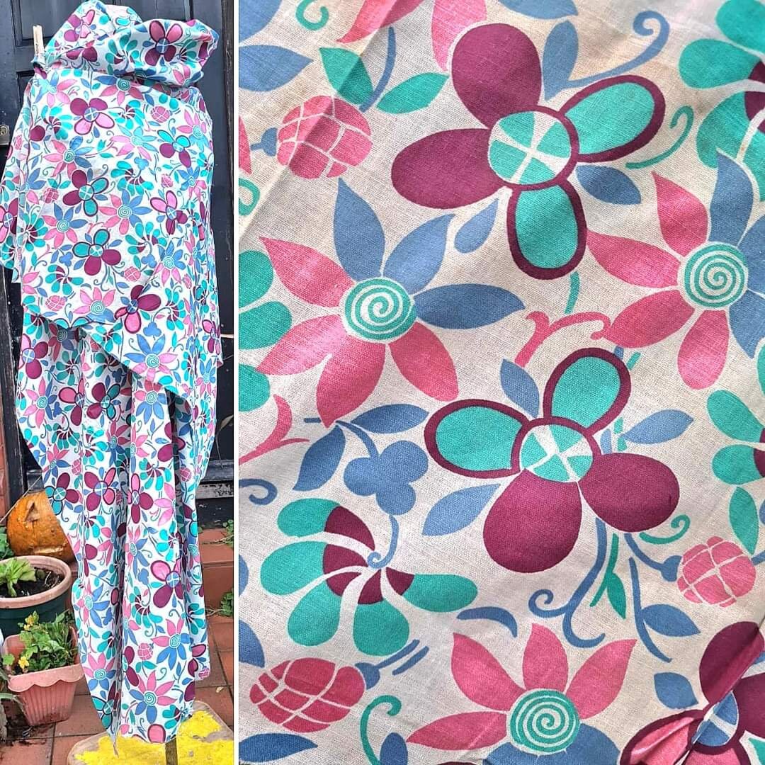 Original 1930s/40s Blue, Pink, Green and White Floral Cotton ...