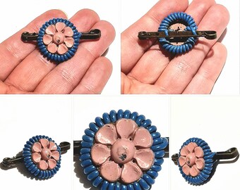 Amazing Original 1940s Wirework Make Do and Mend Wartime Brooch in Red and Cameo Button in the ...