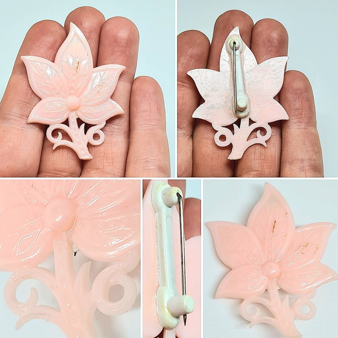 Original 1930s/40s Early Plastic Celluloid Carved/moulded Pink - Etsy UK