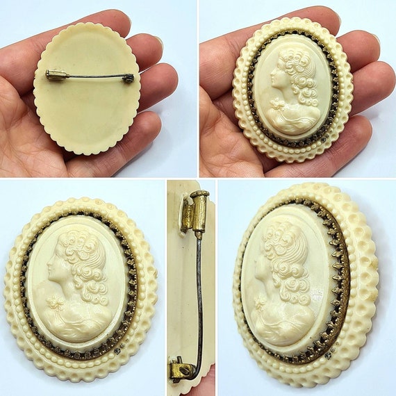 Original 1930s Early Plastic Carved Celluloid Chunky … - Gem