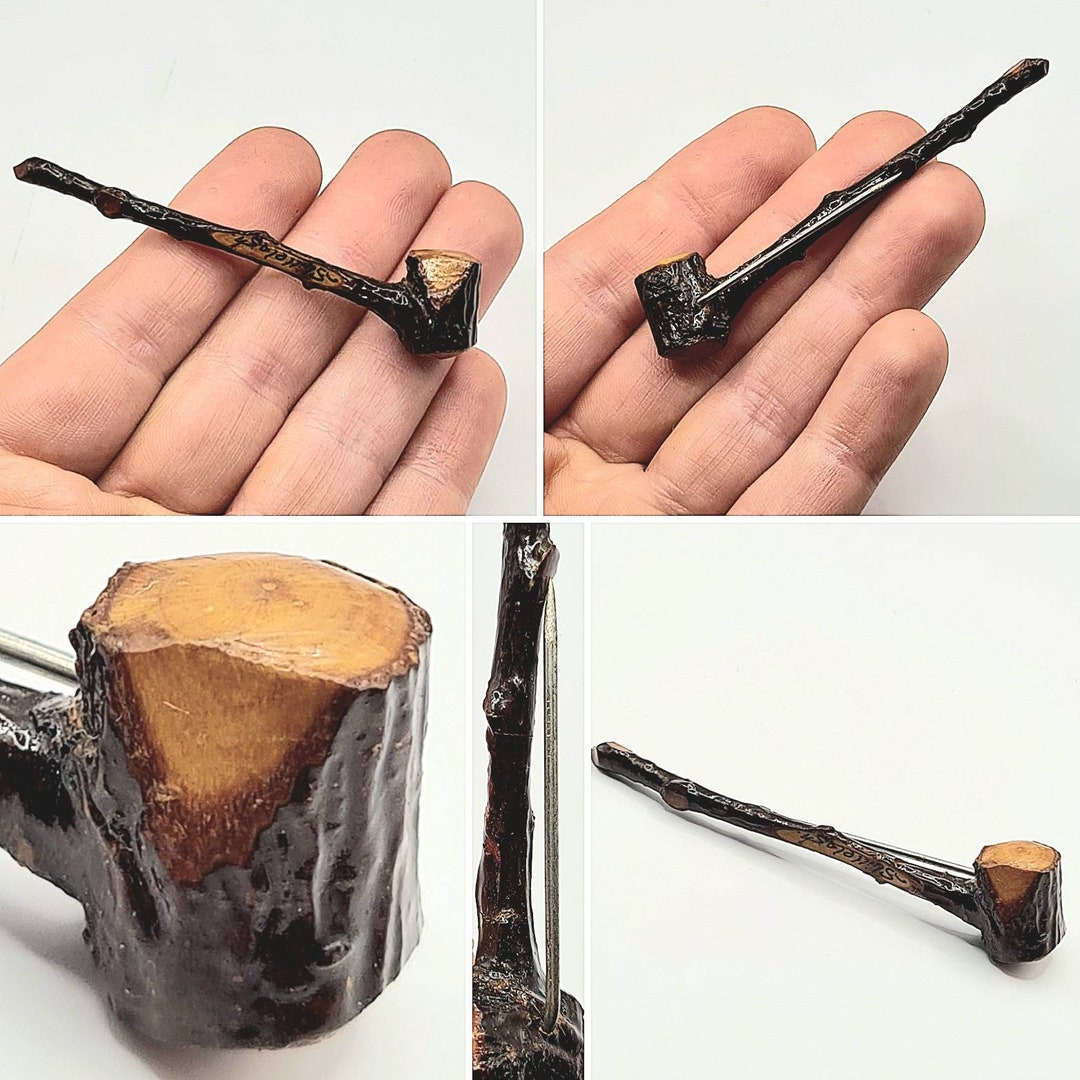 Original 1930s/40s Carved Wooden Pipe Souvenir Tourist Brooch - Etsy
