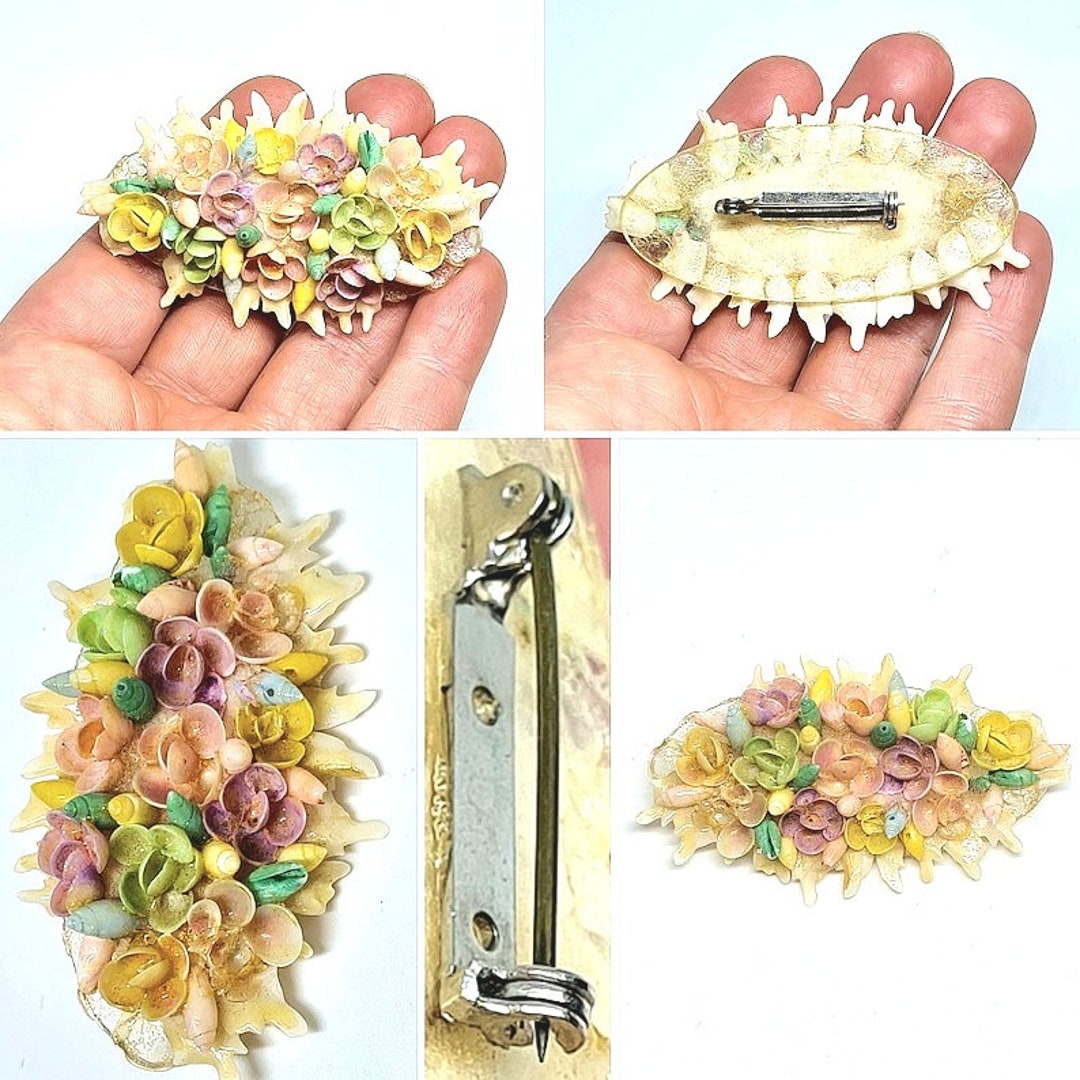 Original 1940s or Possibly Later Early Plastic Celluloid Shell Brooch ...