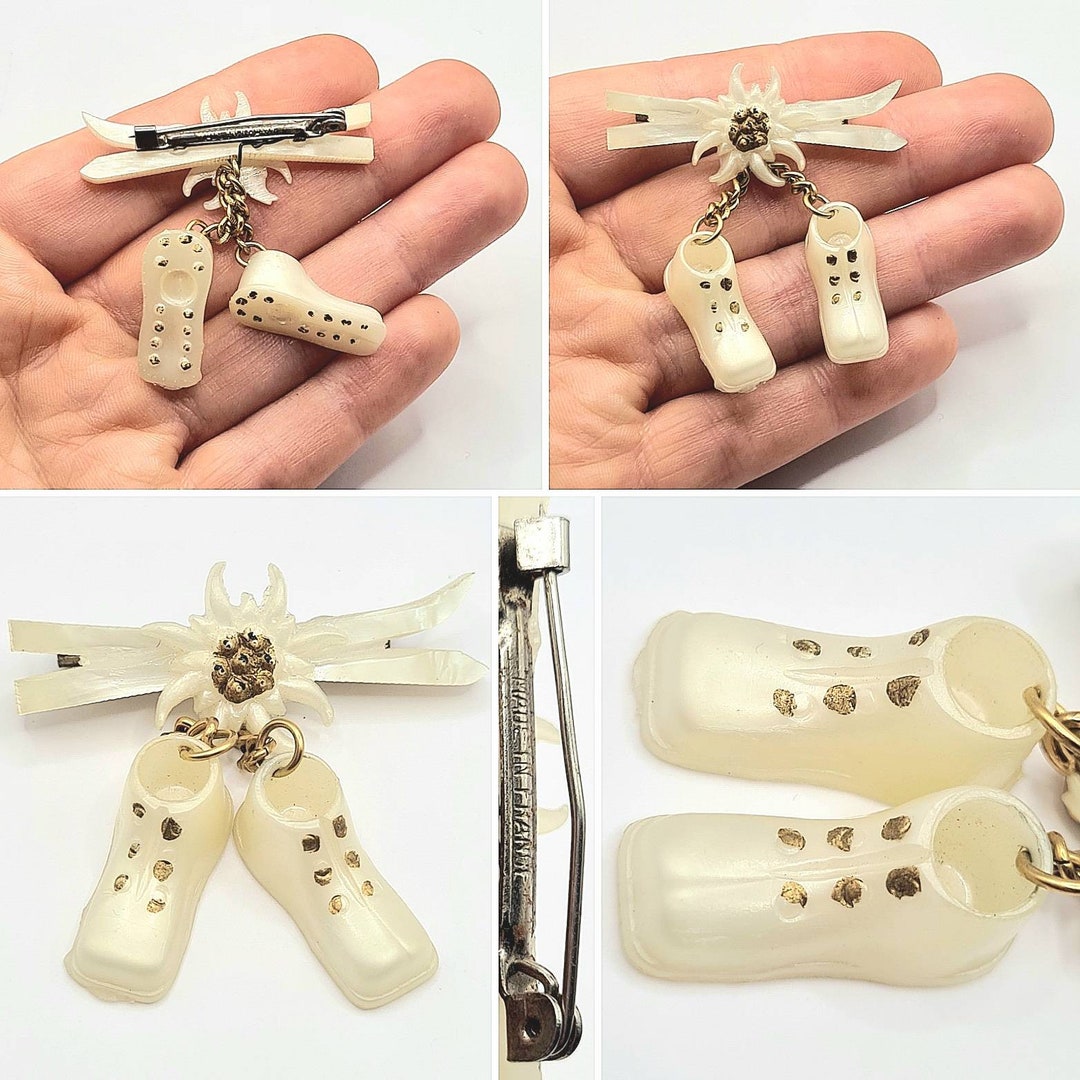 1930s/40s Early Plastic Carved/moulded Celluloid Souvenir Edelweiss ...