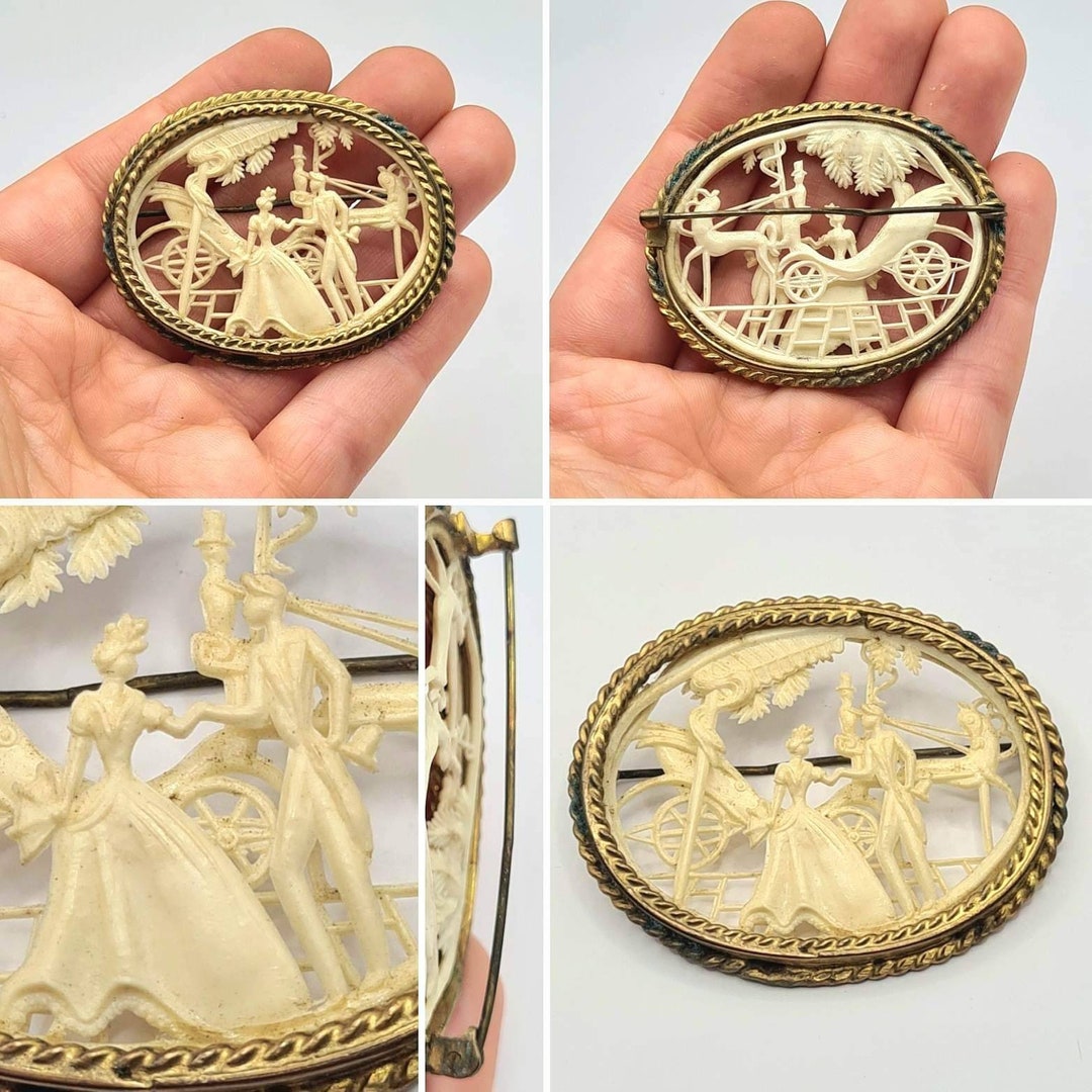 Original 1930s/40s Early Plastic Carved Celluloid Victorian - Etsy