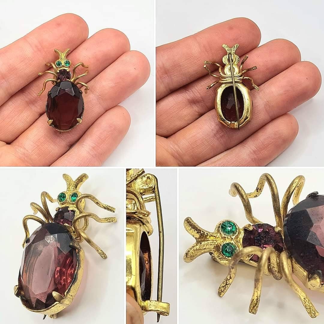 Original 1930s/40s Art Deco Burgundy Faceted Glass Beetle Bug - Etsy