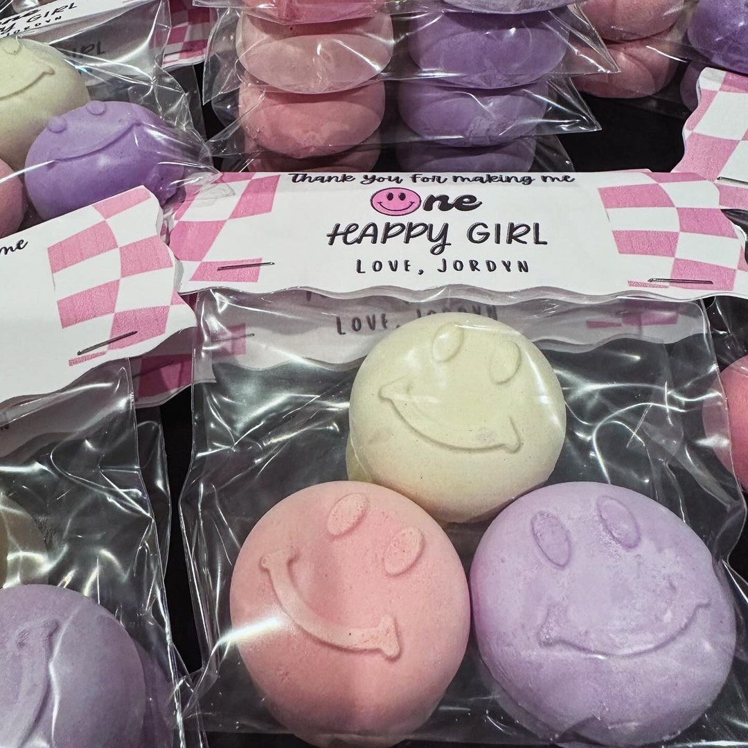Smiley Face Chalk Happy One, One Happy Girl Favor First Birthday One ...
