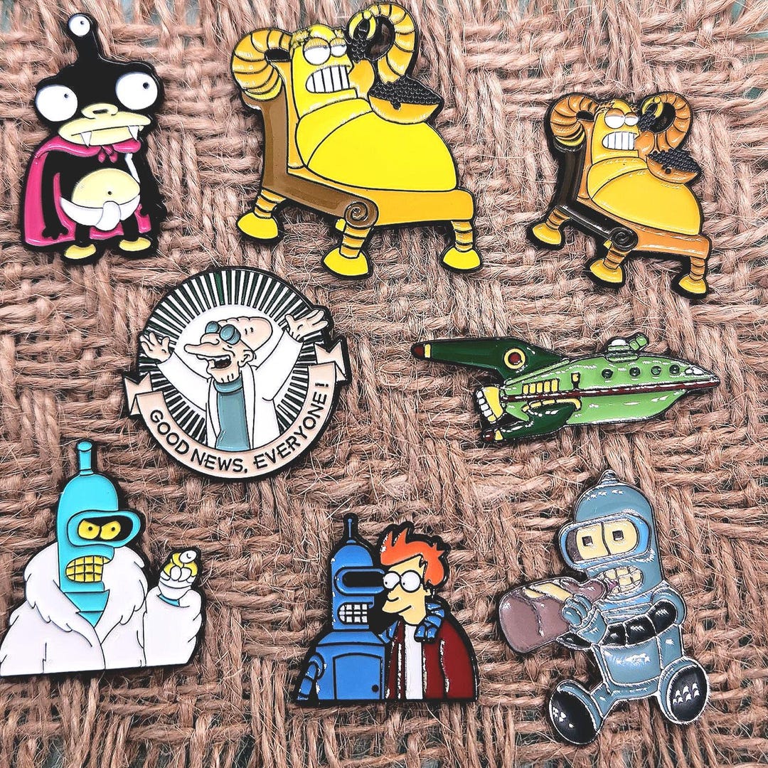 Futurama Enamel Pin | Bender Fry Professor Farnsworth Lapel Pin | 90s ...