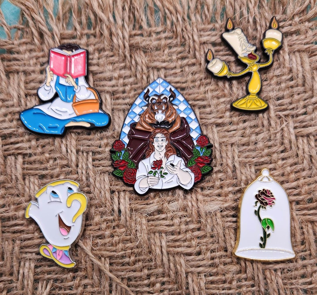 Beauty and the Beast Enamel Pins, Belle, Lumiere, 90s Nostalgia, Disney ...