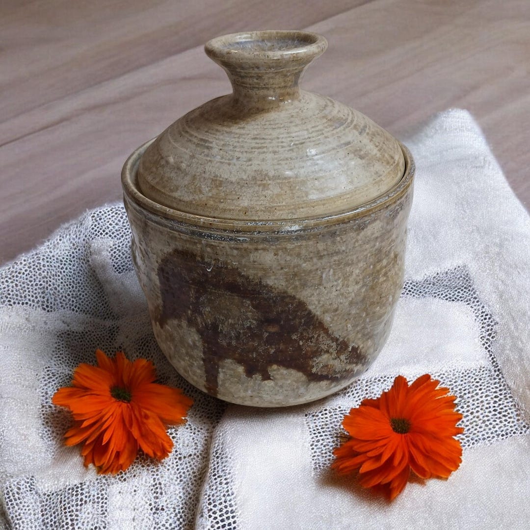 Vintage Rustic Farm House Lidded Artisan Signed Crafted Stoneware ...