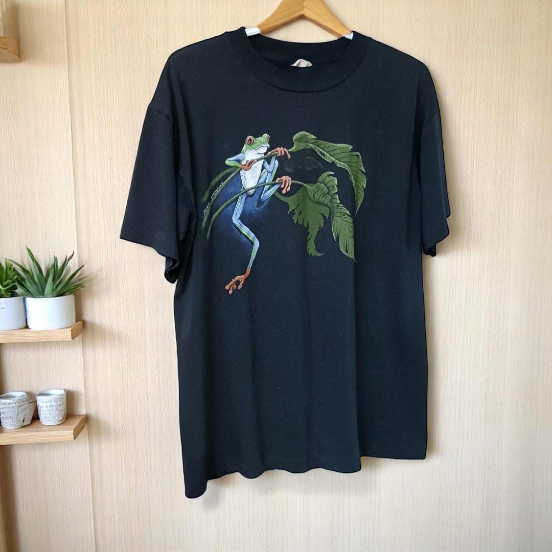 Vintage 1991 Harlequin Green Tree Frog T-shirt: Ken Drewke Wildlife Art ...