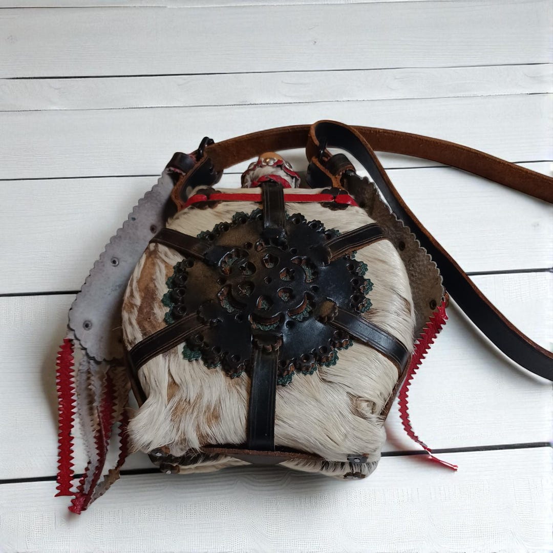 Vintage Hungarian Goat Hide Flask: Folk Art Kulacs Canteen, 1950s - Etsy