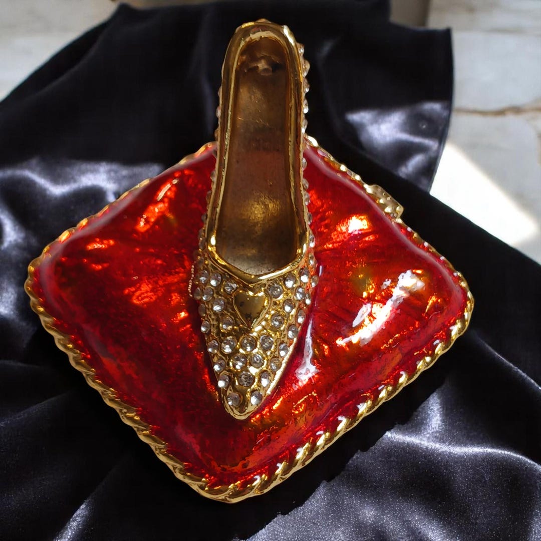 Vintage Cinderella Shoe Trinket Box: Crystal High Heel Ring Holder - Etsy