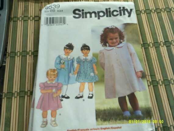 Simplicity 8539 Girls Dress and Coat Pattern. - Etsy
