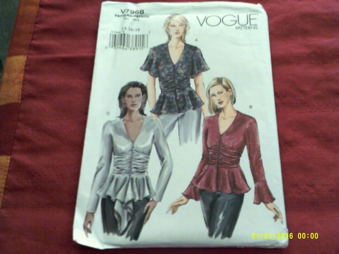 Vogue V7968 Misses Blouse Pattern. Size 14-18 - Etsy