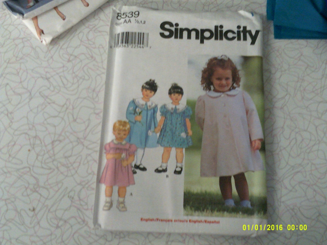 Simplicity Coat and Dress Pattern for Toddlers 8539. Size 1/2 to 2 - Etsy