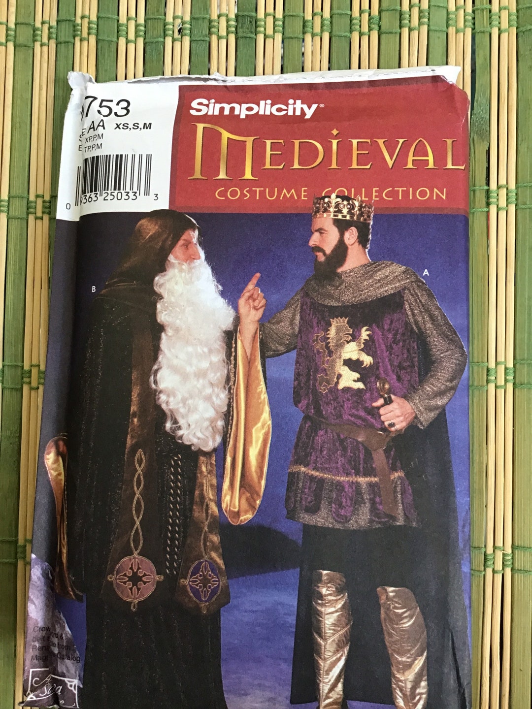Simplicity 9753 Medieval Costume Pattern Wizard and Knight.size Xs,s,m ...