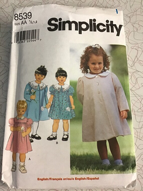 Simplicity Girls Coat and Dress Pattern 8539. Sizes 1/2 1 2 | Etsy