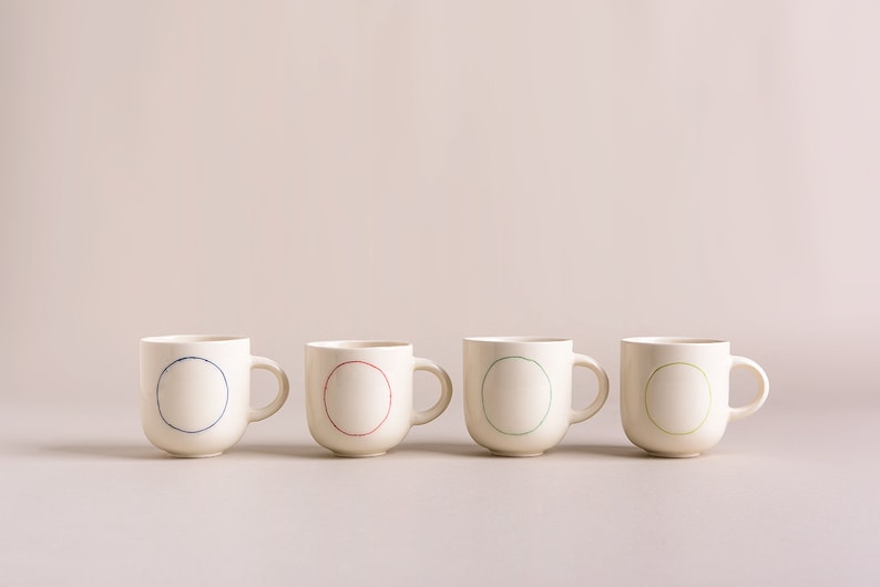 Handmade Ceramic Mug With Blue Circle H: 3 - Etsy Sweden
