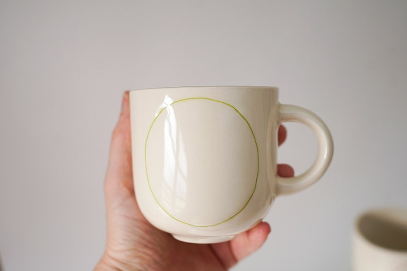 Handmade Ceramic Mug With Blue Circle H: 3 - Etsy