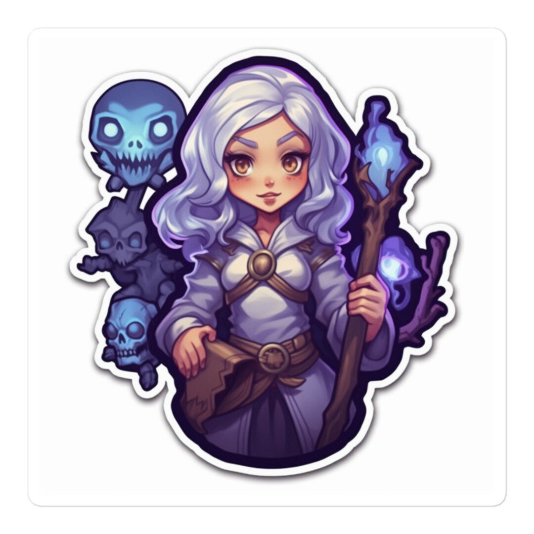 Cute Necromancer Female Sticker Dungeons and Dragons Stickers - Etsy