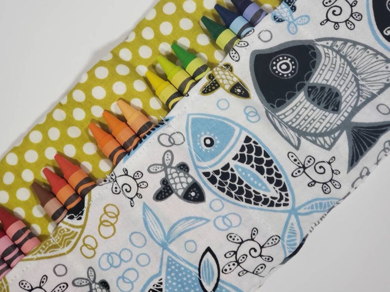 Fish Crayon Roll Marine Life Under the Sea Crayon Case - Etsy