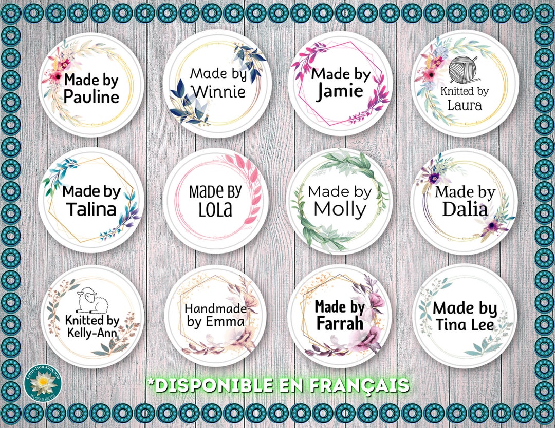 Iron on Clothing ROUND Labels Sew on / Crochet/ Hand Knitted / Knit ...