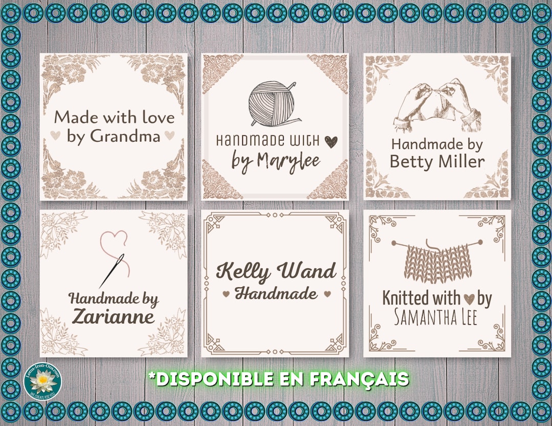 Iron on Clothing Vintage Square Labels Sew on / Hand Knitted/ Knitting ...