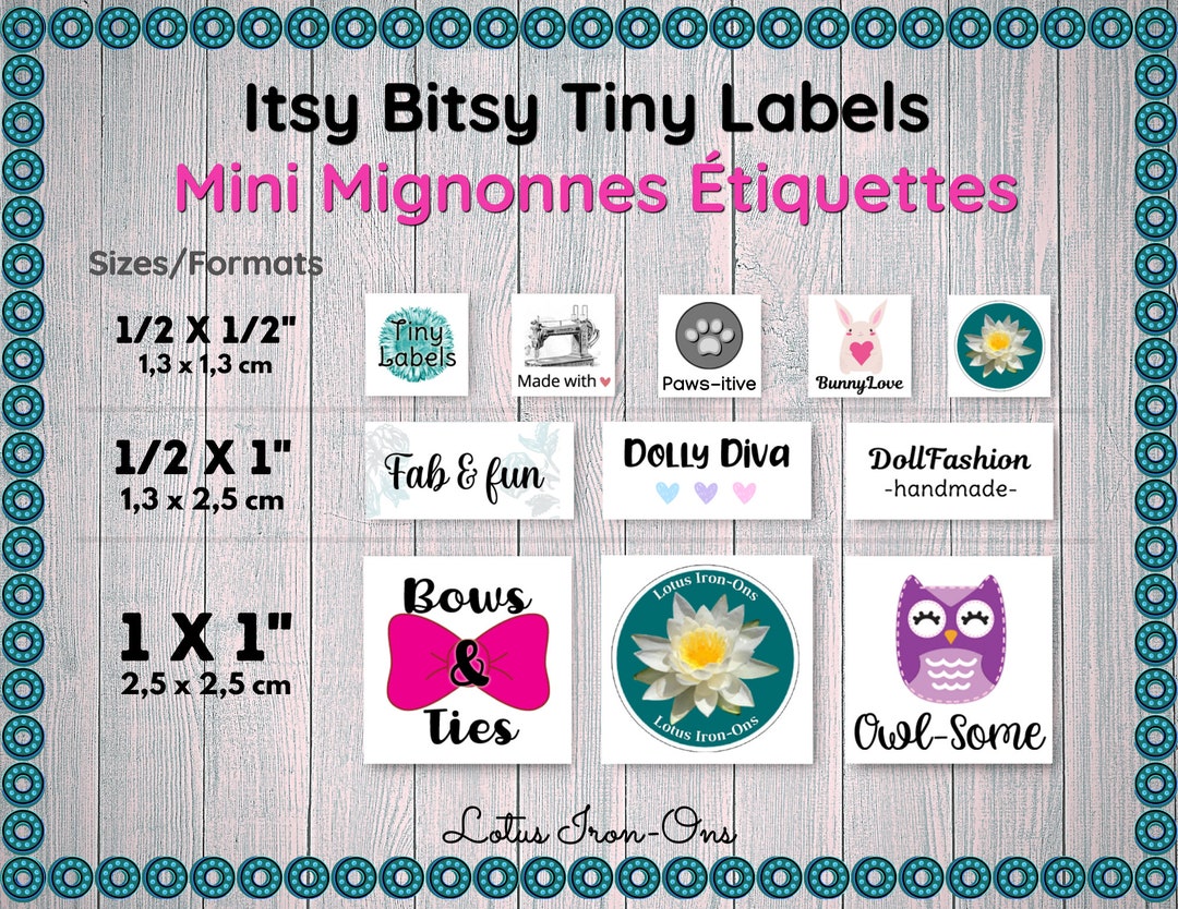 Iron on TINY MINI Labels Cotton Fabric / Hand Made Dolls and Plush ...