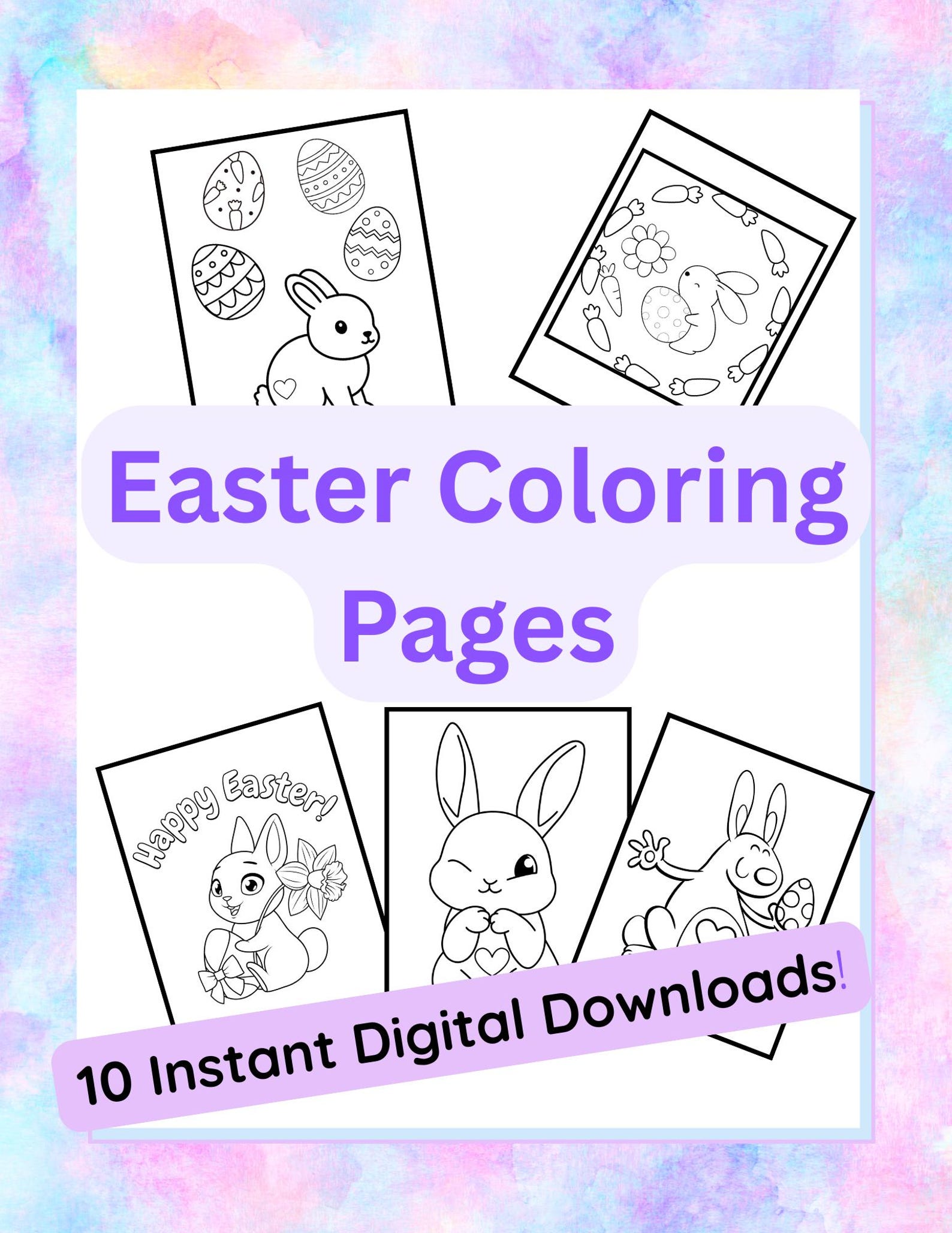 Easter Coloring Pages for Kids, Instant Download - Etsy