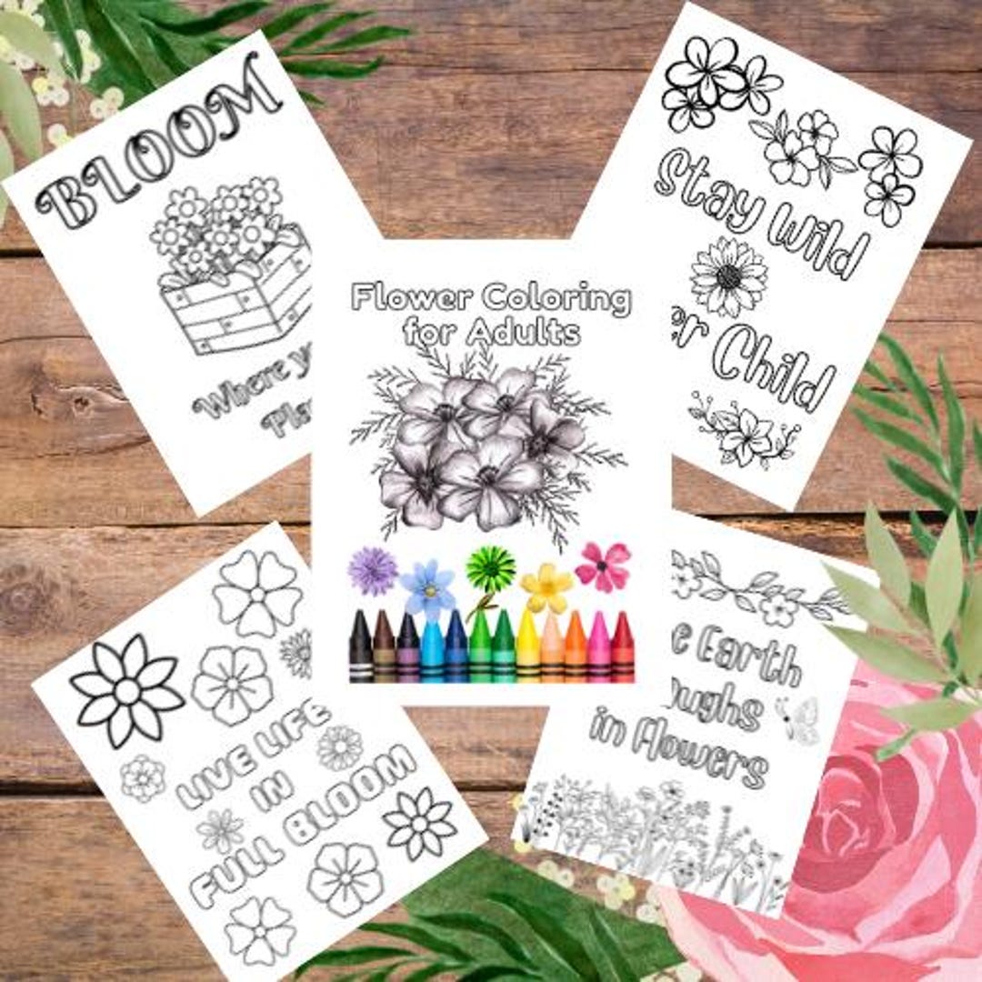 Quotes and Flower Coloring Book for Adults Kids and Flower Lovers ...