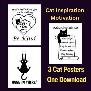 3 Cats for Inspiration and Advice Instant Prints for Cat Lovers Gifts ...