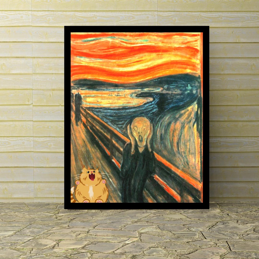 The Scream Cat Art Printable Funny Munch-inspired Cat Wall Decor ...