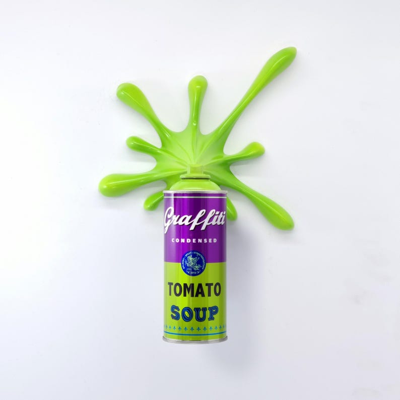 Green Graffiti Spray Can Splash Sculpture: Urban Street Art Wall Decor ...