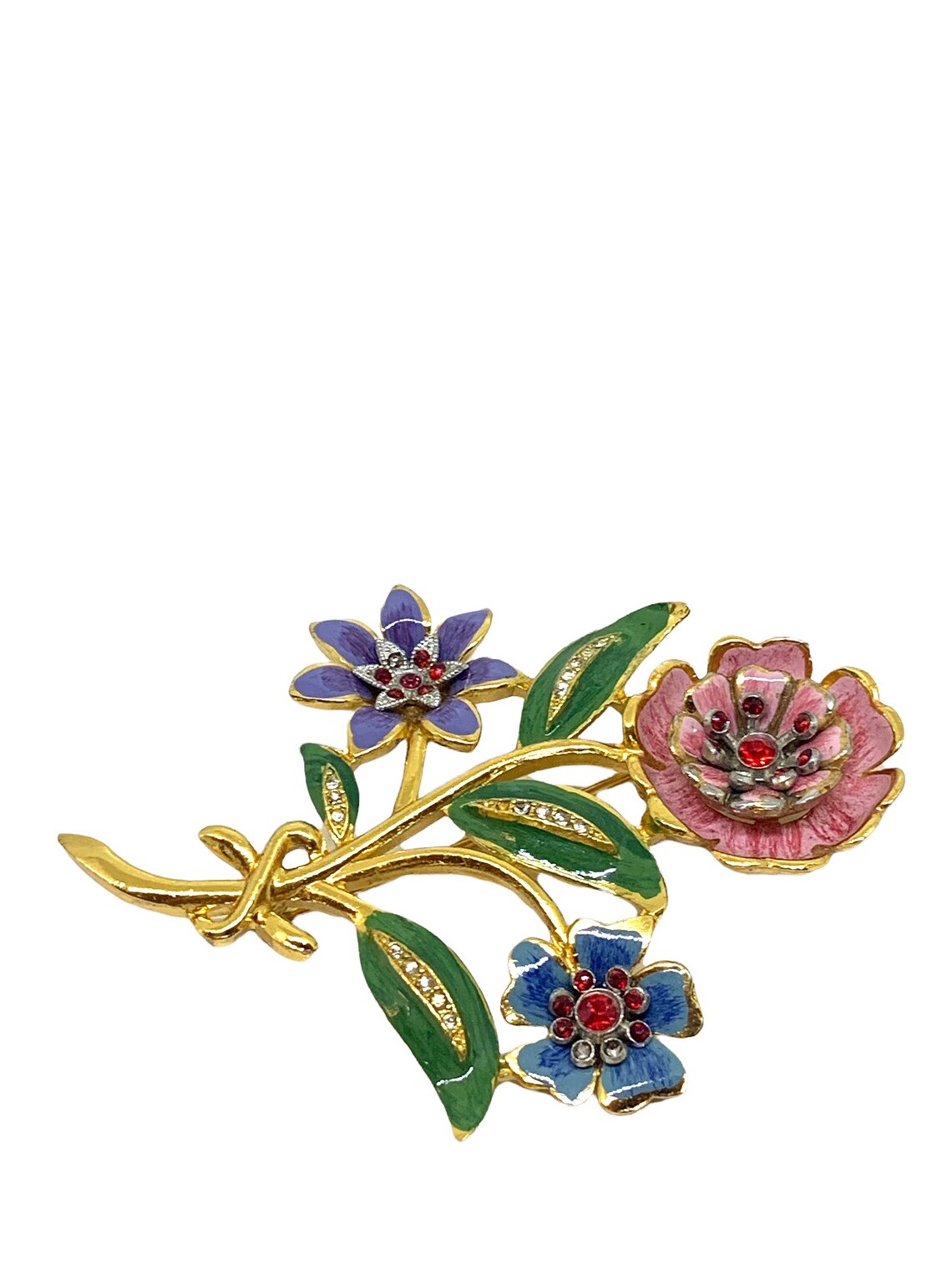CORO Enamel Spray Flower Pin Brooch - Etsy
